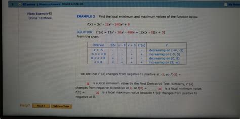 Solved Video Example EXAMPLE Find The Local Minimum And Chegg Com
