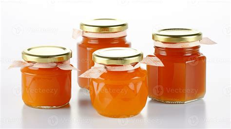 Orange Marmalade Jam With Oranges Jars On White Background With