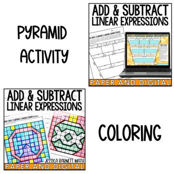 Add And Subtract Linear Expressions Activity And Worksheet Bundle