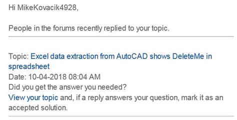 Excel Data Extraction From Autocad Shows Deleteme In Spreadsheet Autodesk Community