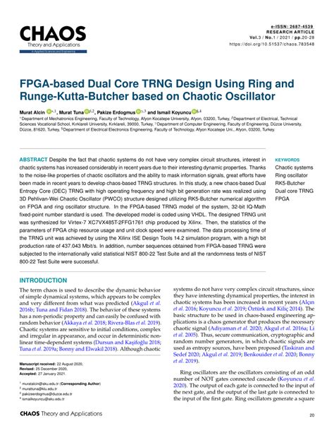 Pdf Fpga Based Dual Core Trng Design Using Ring And Runge Kutta