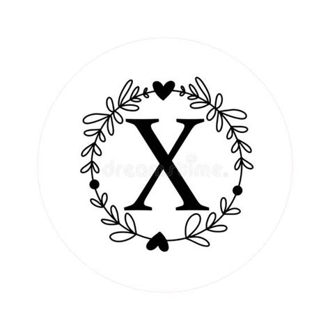 Letter X Initials With Round Floral Frames Vector Monogram Logo Cricut File Stock Vector