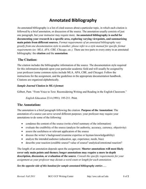 Sample Mla Annotated Bibliography Pdf
