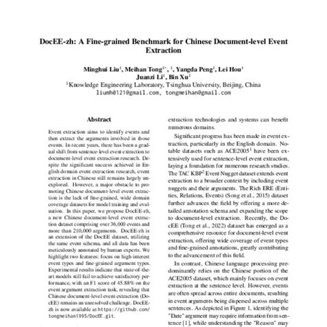 Docee Zh A Fine Grained Benchmark For Chinese Document Level Event Extraction Acl Anthology