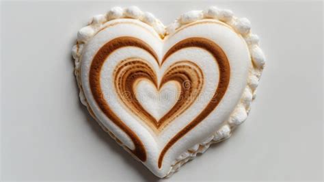 Closeup Of Latte Foam Heart Design On A Creamy Cup Of Coffee Stock