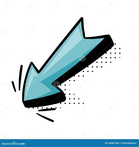 Blue Straight Arrow With Pointed End And Dots Doodle Style Vector