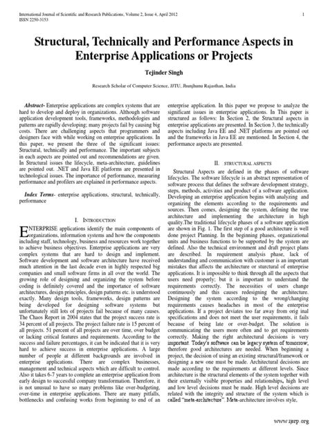 Pdf Structural Technically And Performance Aspects In Enteprise