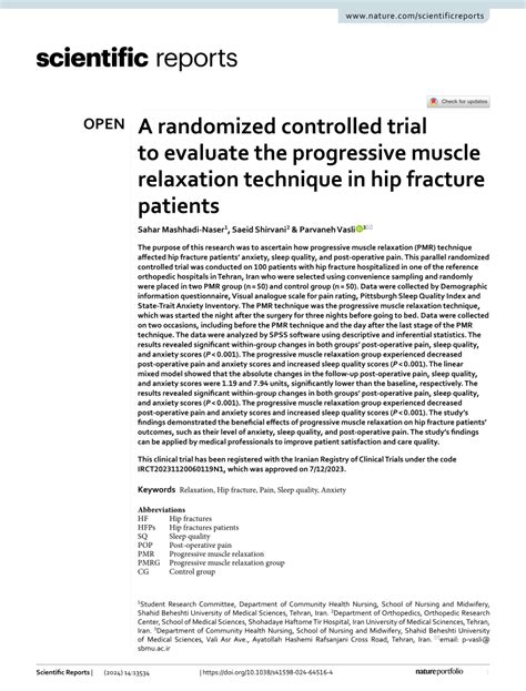 Pdf A Randomized Controlled Trial To Evaluate The Progressive Muscle Relaxation Technique In