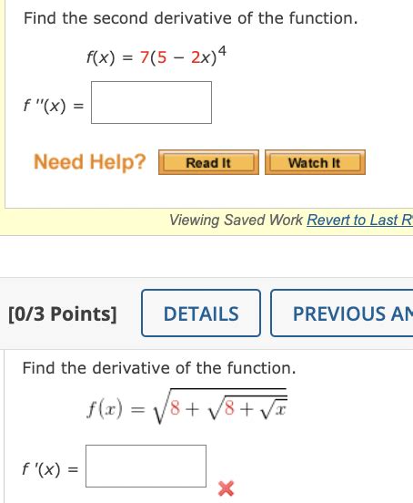 Solved Find The Second Derivative Of The Function
