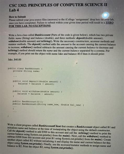 solved csc 1302 principles of computer science ii lab 4 how