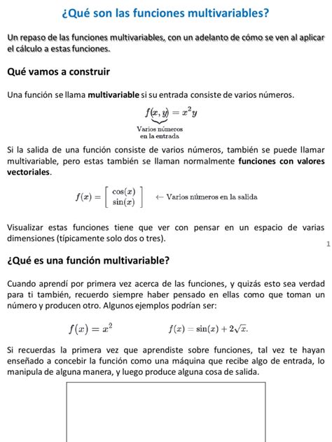 Que Son Las Funciones Multivariables Pdf Vector Euclidiano Cálculo Multivariable