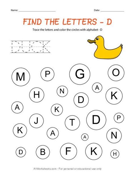 Find The Letter D Identify Letters Worksheet Free Printable Alphabet Worksheets Printable