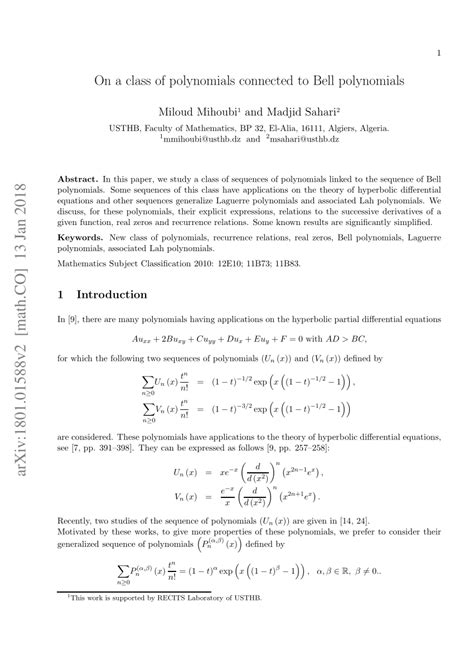 pdf on a class of polynomials connected to bell polynomials