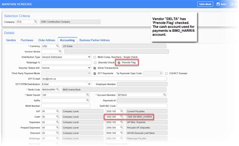 Accounts Payable Prenote File
