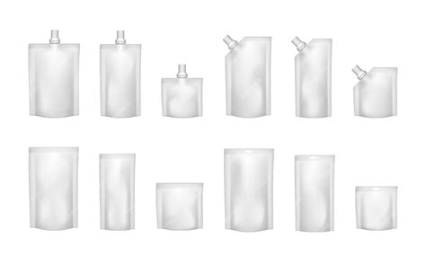 Premium Vector Foil Or Plastic Sachet Pouch Set With Zipper Lid