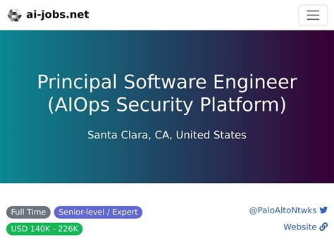 Hiring Principal Software Engineer Aiops Security Platform In Santa Clara Ca United States