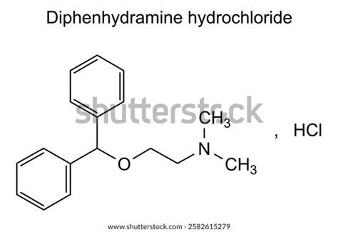 Chemical Structure Diphenhydramine Hydrochloride Drug Substance Stock Vector Royalty Free