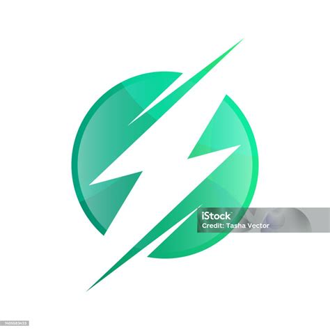 Konsep Logo Energi Hijau Petir Di Dalam Lingkaran Hijau Ilustrasi Stok
