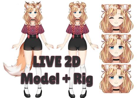 Live 2d Fox Girl Vtuber Model Etsy