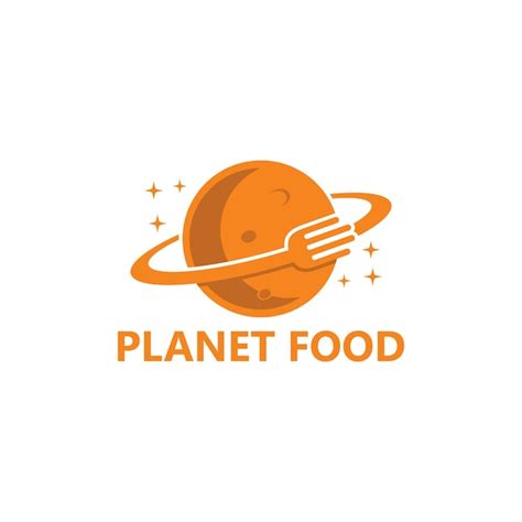플래닛 푸드 로고 템플릿 디자인 프리미엄 벡터
