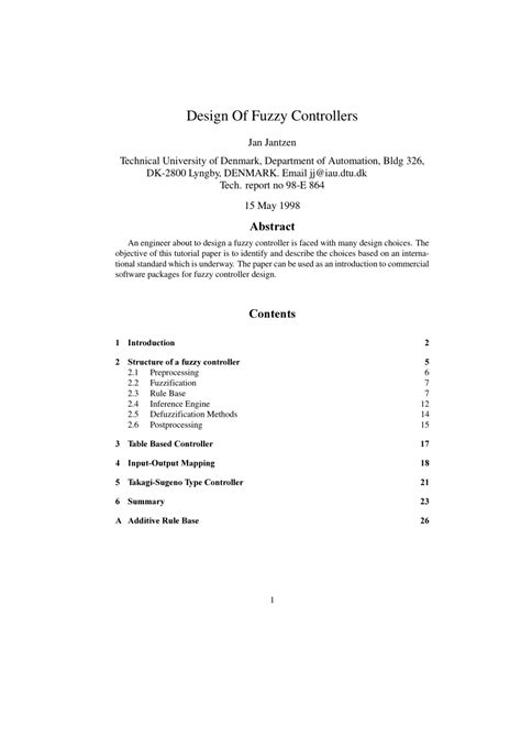 Pdf Design Of Fuzzy Controllers