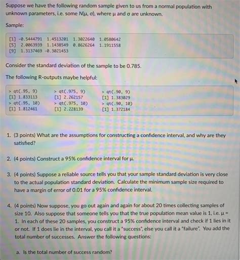 Solved Suppose We Have The Following Random Sample Given To