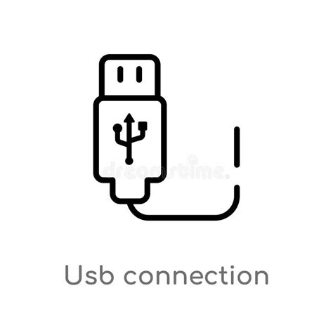 Outline Usb Connection Vector Icon Isolated Black Simple Line Element Illustration From