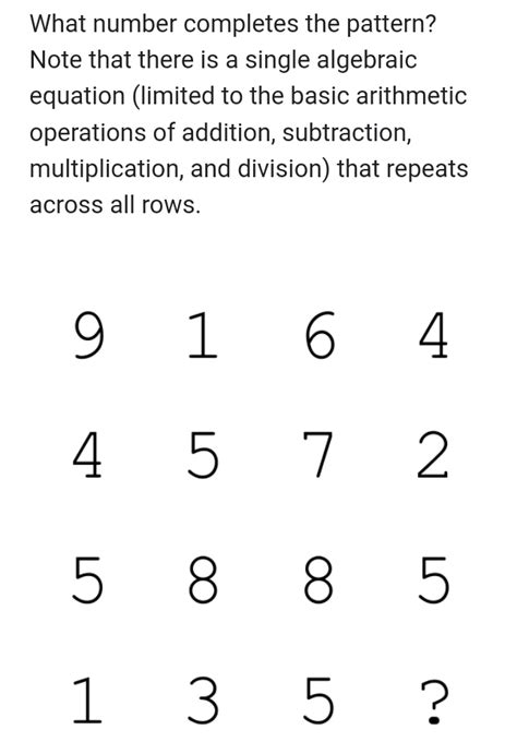 What Number Completes The Pattern Ote That Studyx