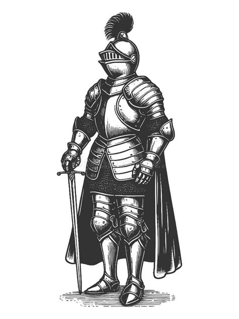 Medieval Knights Armor Drawing Armor Drawing Black And White Stock