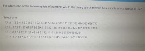 Solved For Which One Of The Following Lists Of Numbers Would