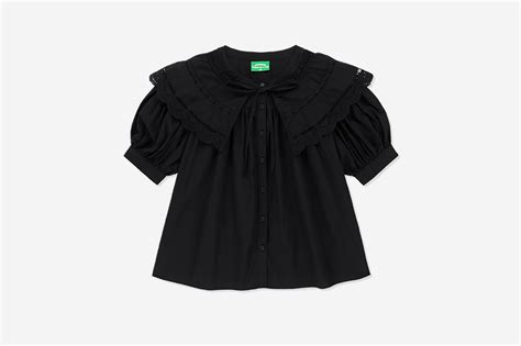 그린버터 우먼 카라 레이스 블라우스 블랙 Green Butter Kream