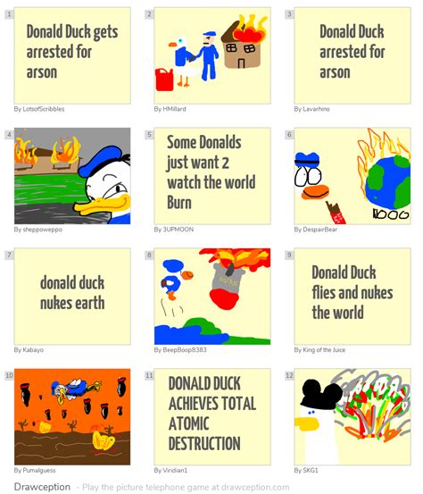 Donald Duck Gets Arrested For Arson Drawception