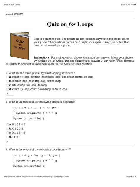 quiz on for loops pdf control flow computer science
