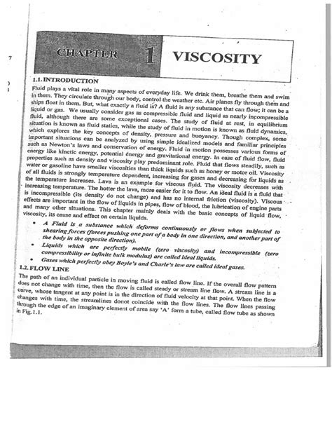 Chapter 1 Viscosity Notes Pdf