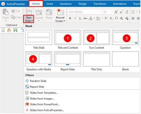 Insert Questions From Slide Layouts In ActivePresenter