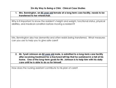 On My Way To Being A Cnaclinical Case Studies Nursing Health