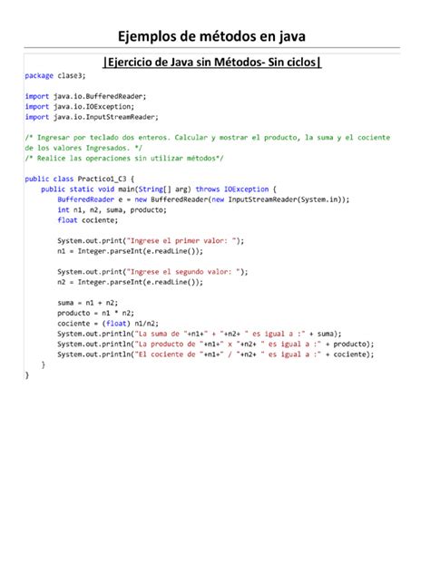 Ejemplos De Metodos En Java P Pdf