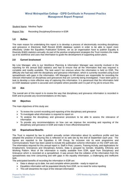 Cipd Management Report Proposal Final Doc