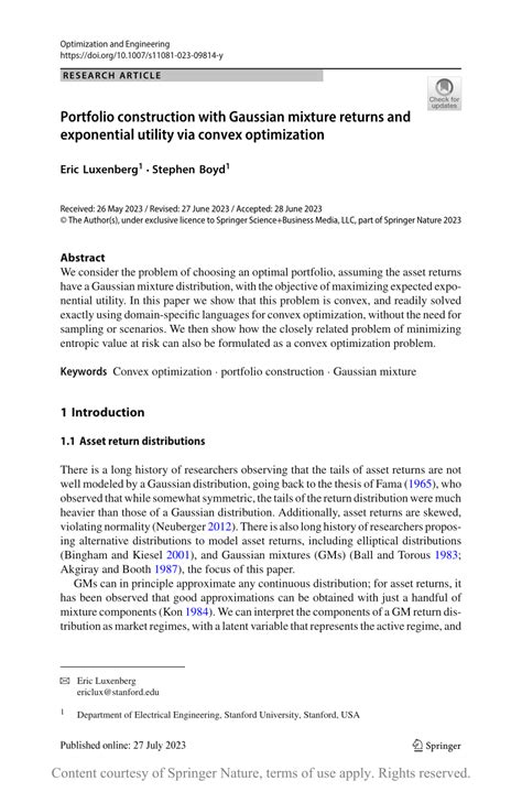 Portfolio Construction With Gaussian Mixture Returns And Exponential Utility Via Convex Optimization