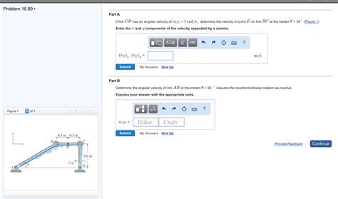 Solved If Link Cd Has An Angular Velocity Of Omega Cd 7
