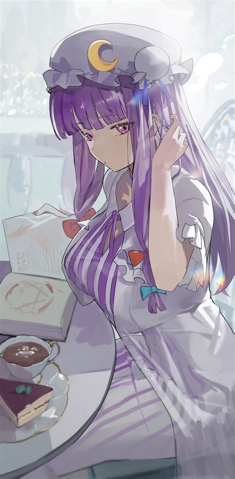 Safebooru 1girl Absurdres Blunt Bangs Book Breasts Crescent Crescent
