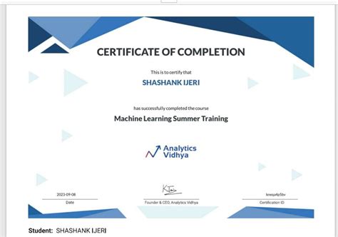 Certification By Analytics Vidhya Shashank Ijeri