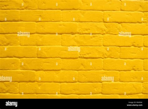 Close Up Of Modern Yellow Brick Tiles Wall Texture Background Stock