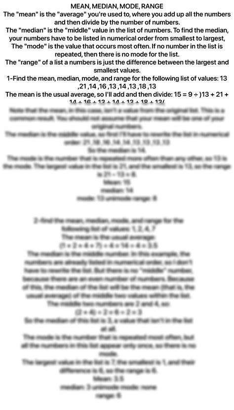 SOLUTION Mean Mode Median Ranges Studypool