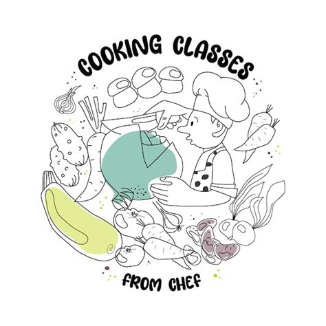Premium Vector Cooking Classes Logo With Chef Cutting Vegetables Food