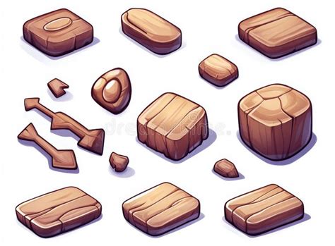 A Wooden Game Button A Ui Frame And A Cartoon Arrow Sign A Blue Gui