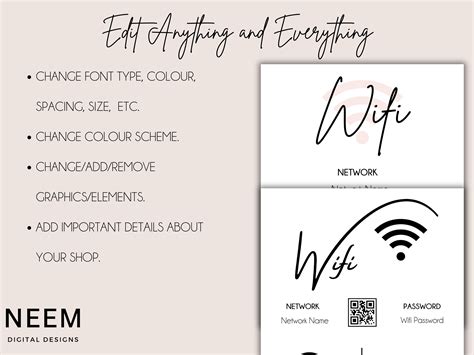 Wifi Password Sign Editable Wifi Sign Template Wifi Qr Code Sign
