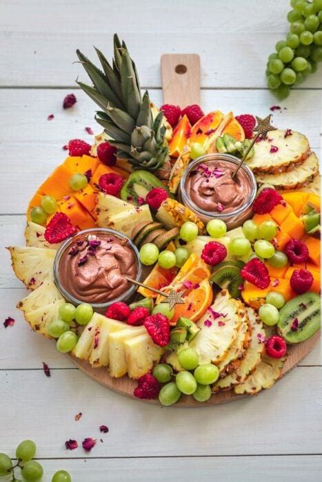 Tropical Fruit Platter With Chocolate Mousse Dip Two Spoons