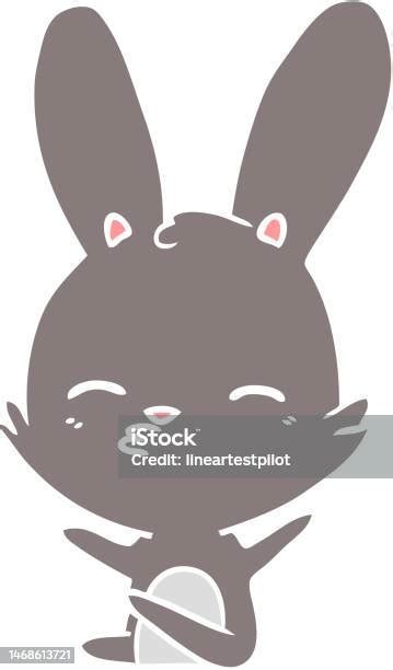 อยากรู้อยากเห็นกระต่ายการ์ตูนสไตล์สีแบน ภาพประกอบสต็อก ดาวน์โหลดรูปภาพตอนนี้ กระต่าย