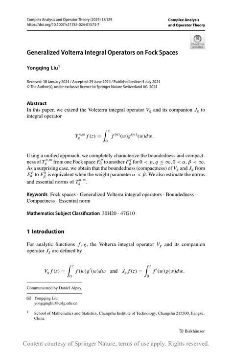 Generalized Volterra Integral Operators On Fock Spaces